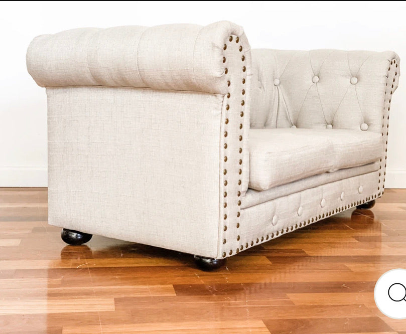 KIDS MINI CHESTERFIELD STYLE COUCH - BEIGE FABRIC – Oh Baby Cairns